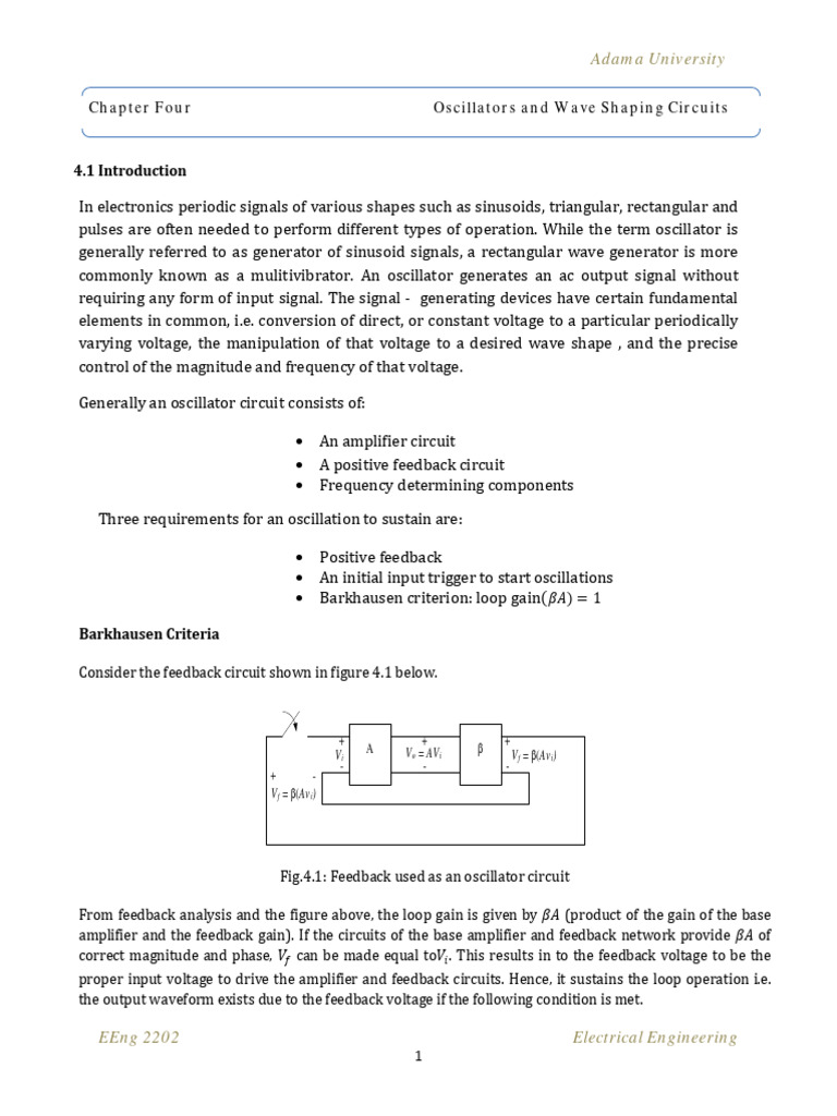 App - II - CH4 - Oscillator & Wave SH Ckts | PDF | Electronic Oscillator | Electronic Engineering