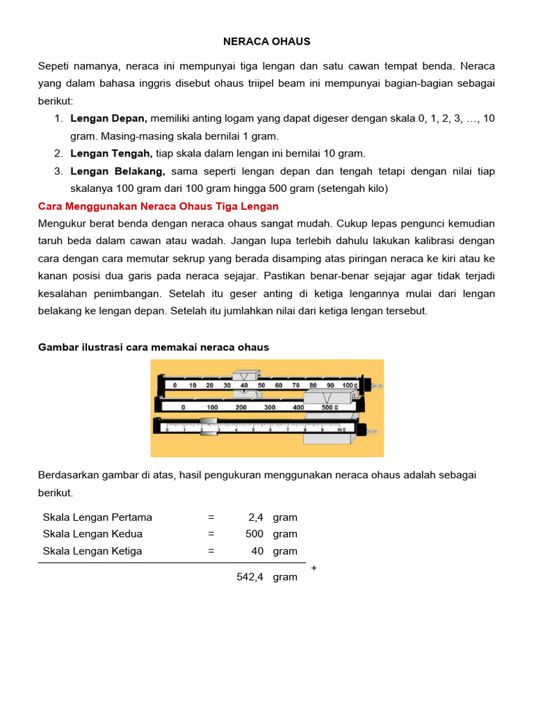 Cara Membaca Neraca Ohaus | PDF