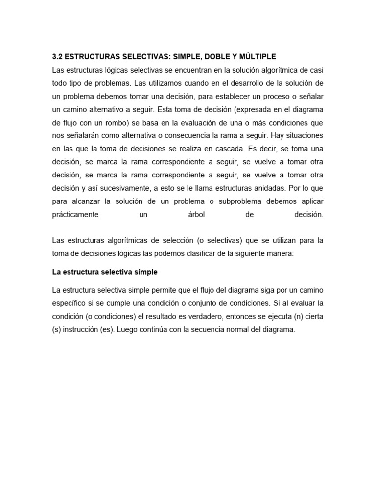 Estructuras Selectivas en Programación | PDF | Toma de decisiones ...