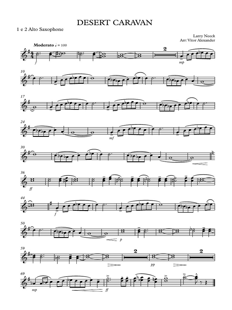 DESERT CARAVAN - 1 e 2 Alto Saxophone Partitura ? | PDF