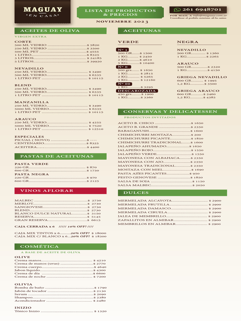 MAGUAY - Lista de Precios - General - 2023 | PDF | Cocina vegana ...