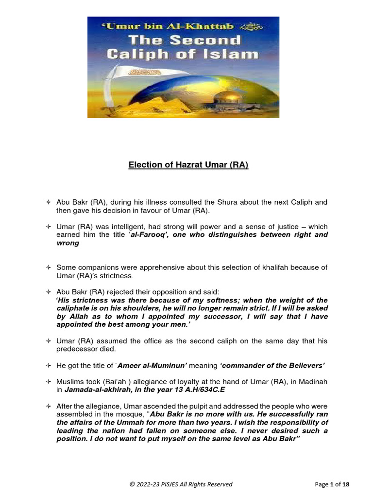 Chapter 7 Caliph Umar Ibn Al Khattab Ra Pdf Umar