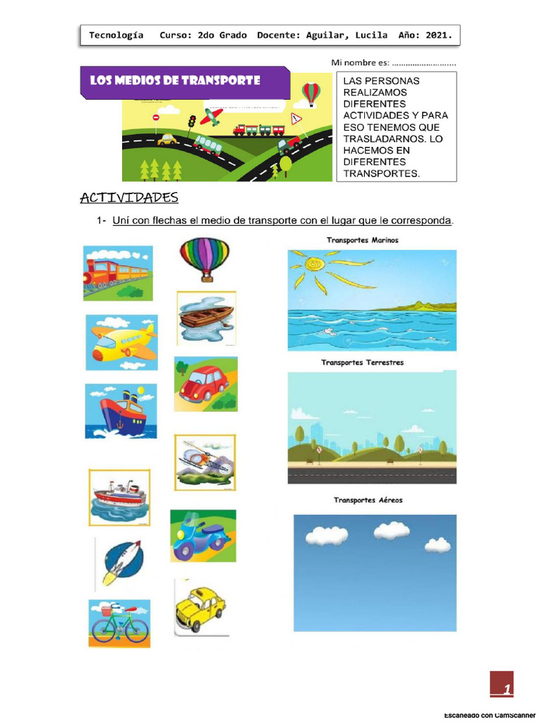 Los Medios de Transporte - 2do | PDF
