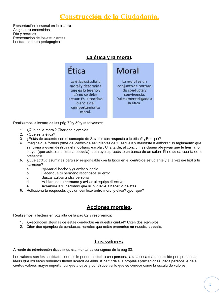 Construcción de La Ciudadanía.: La Ética y La Moral | PDF | Moralidad | Discriminación