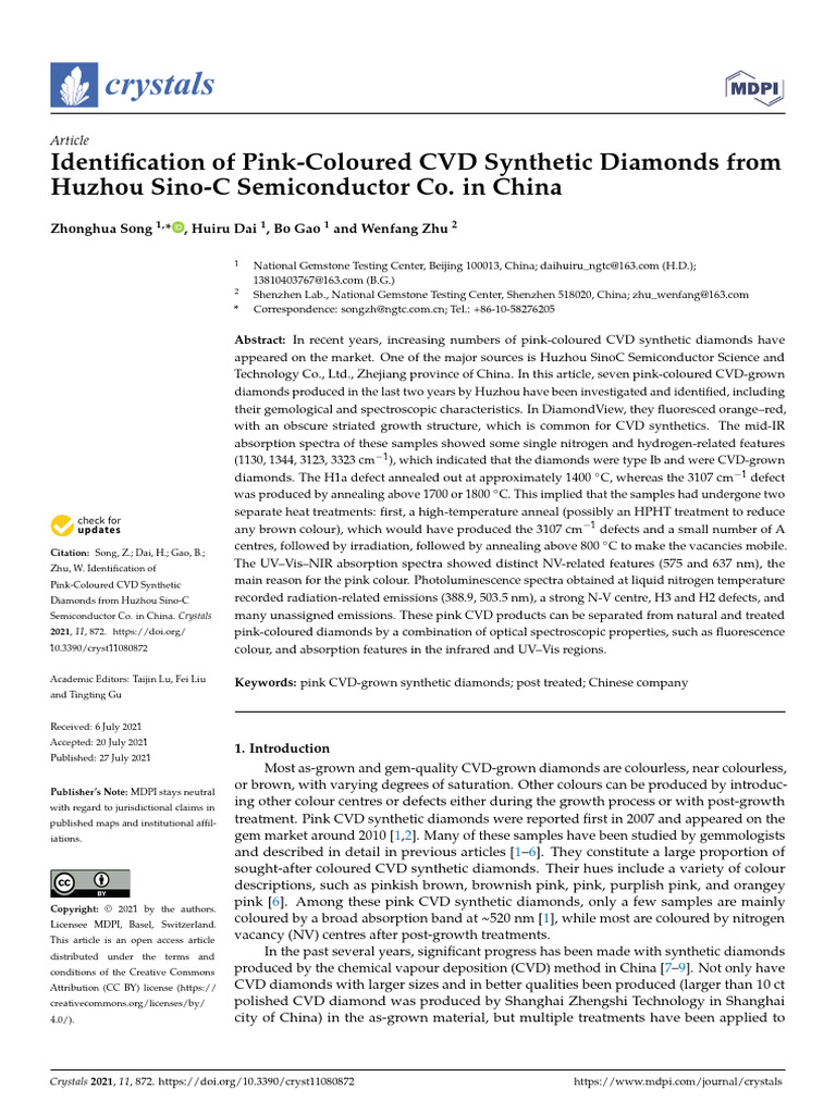 Identification of Pink Coloured CVD Synthetic Diamond | PDF | Diamond ...