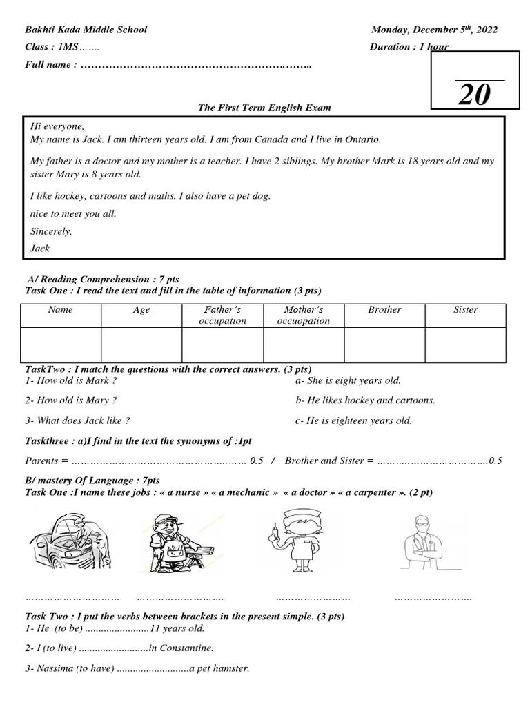 1ms First Term Exam 2022-2023 | PDF | Linguistics | Human Communication