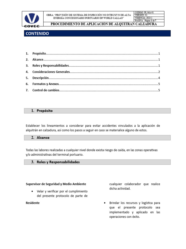 Protocolo de Aplicación de Alquitrán | PDF | Sustancias químicas ...