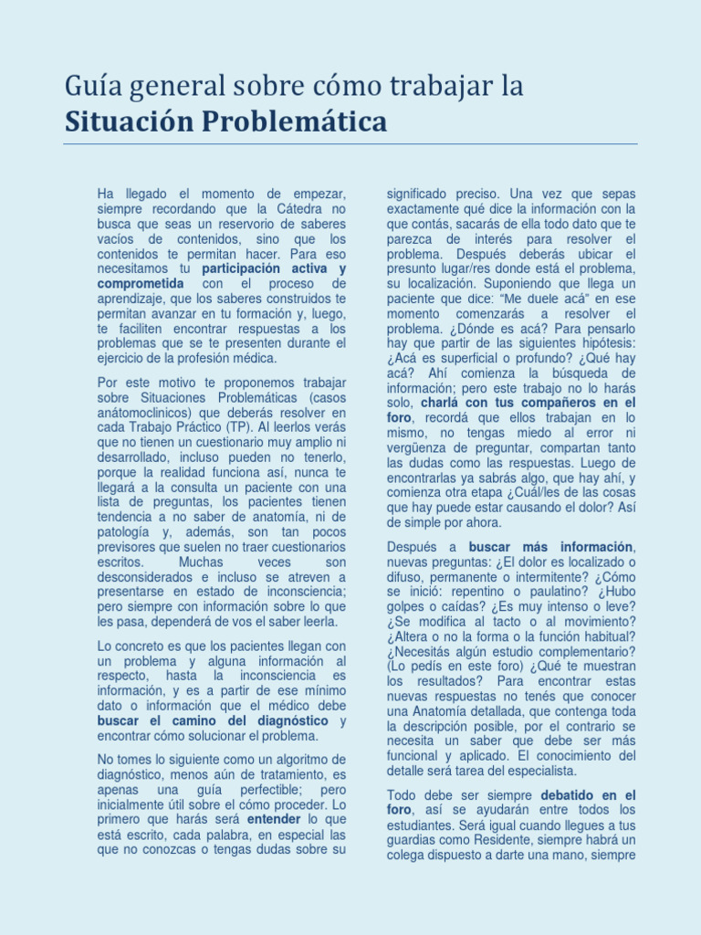 Guía General Sobre Cómo Trabajar La Situación Problemática | PDF ...