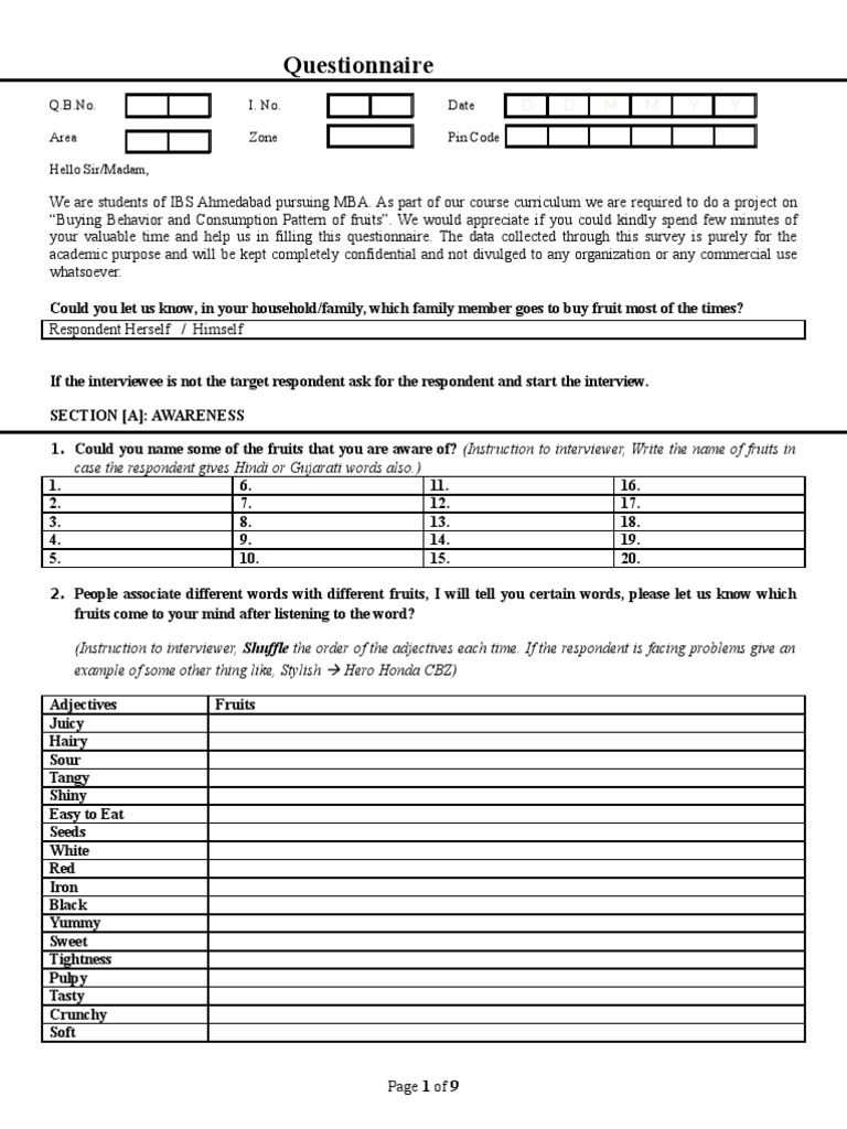 Modified Questionnaire | PDF | Workweek And Weekend | Grocery Store