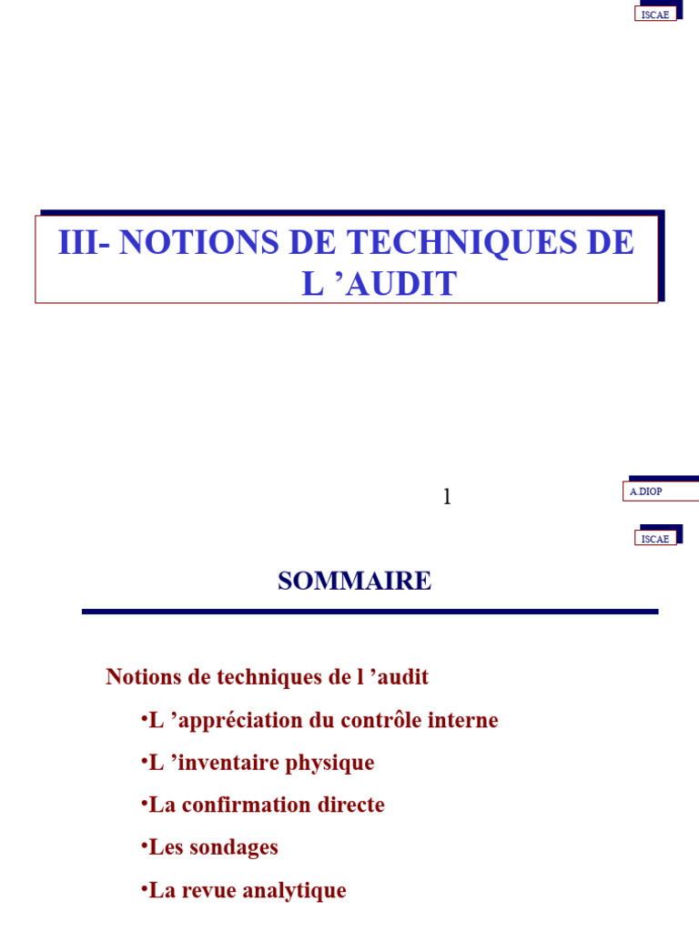 PPT méthodologie d'audit | PDF | Contrôle interne | Échantillonnage ...