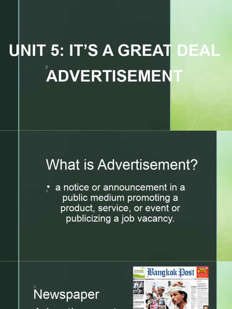 M3 UNIT 5 Advertisement | PDF | Advertising | Television Advertisement