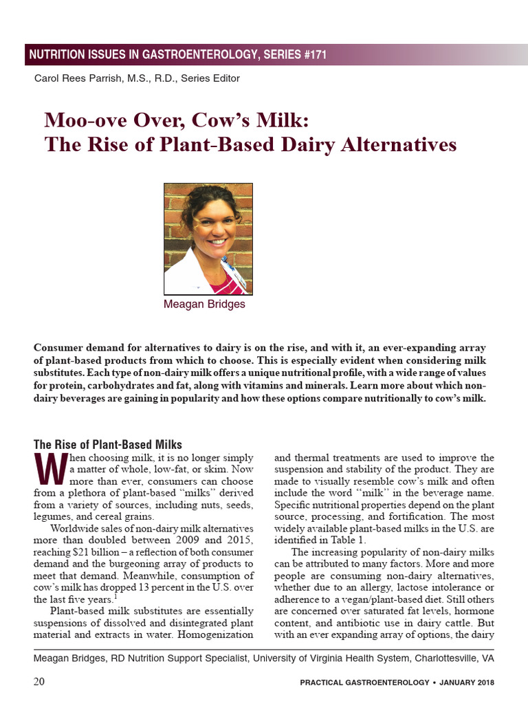 Plant-Based Dairy Alternatives Explained | PDF | Milk | Soybean