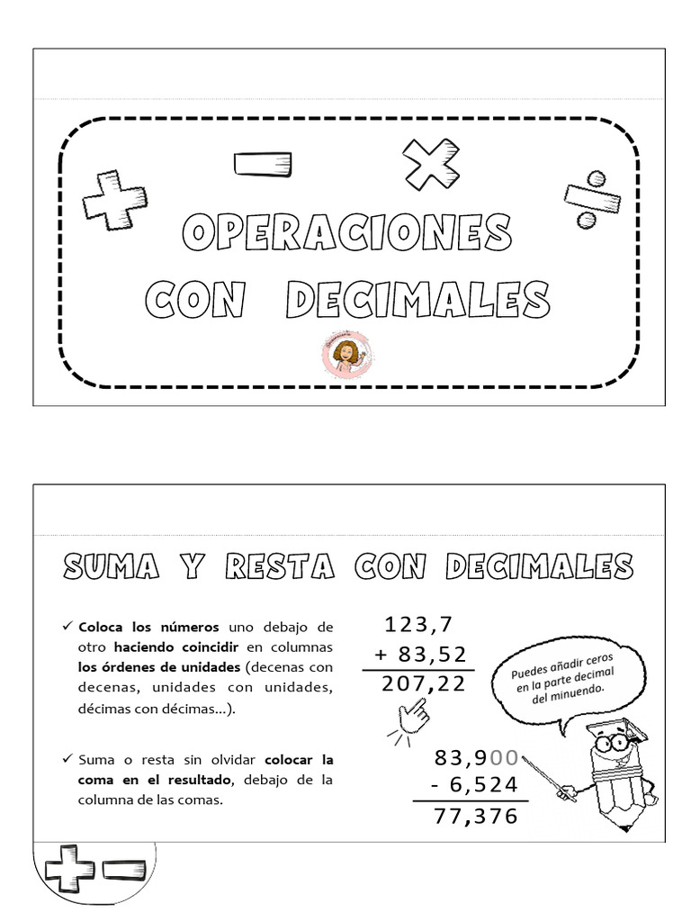 Operaciones Con Decimales | PDF | División (Matemáticas) | Aritmética