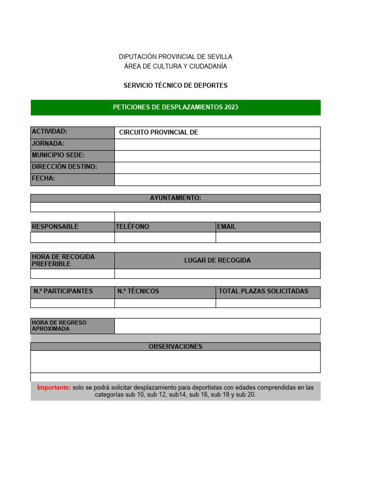 Formulario de Solicitud de Transporte | PDF