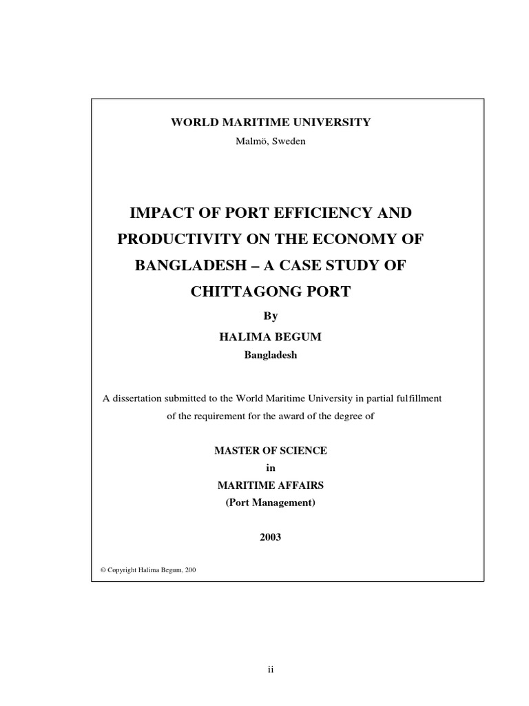 Impact of Port Efficiency and Productivity On The Economy of Bang ...