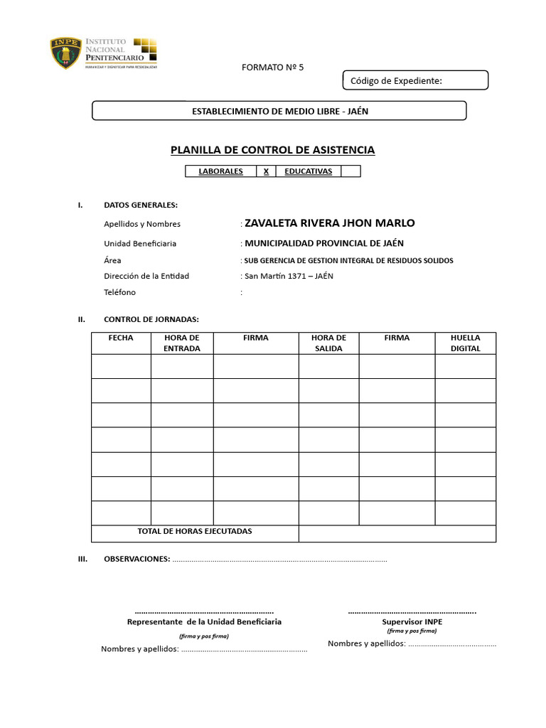 Formato #5 - Inpe | PDF | Finanzas y dinero