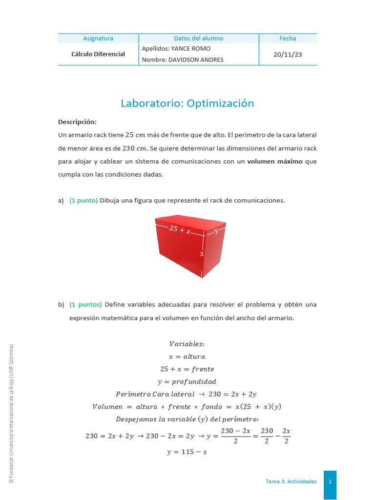 Yance Romo Davidson Andres Laboratorio Optimización | PDF | Optimización Matemática ...