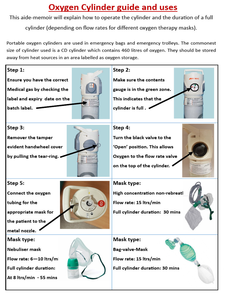 Oxygen Cylinder Guide and Uses | PDF
