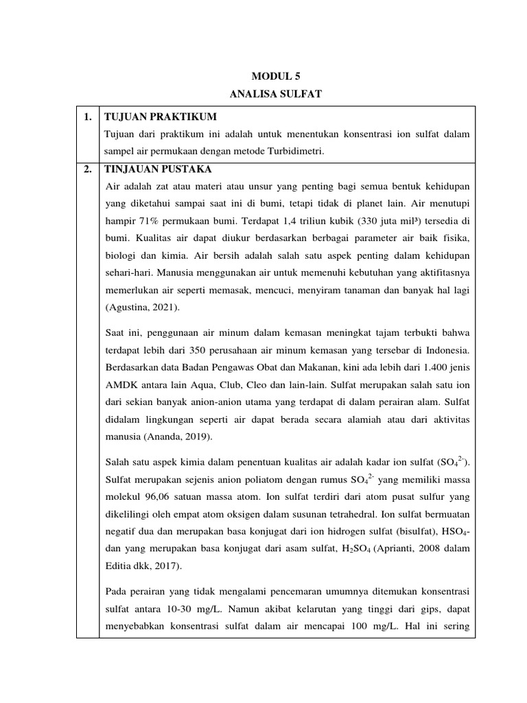 Modul 5 (Modul Analisa Sulfat) - Kel 10 | PDF
