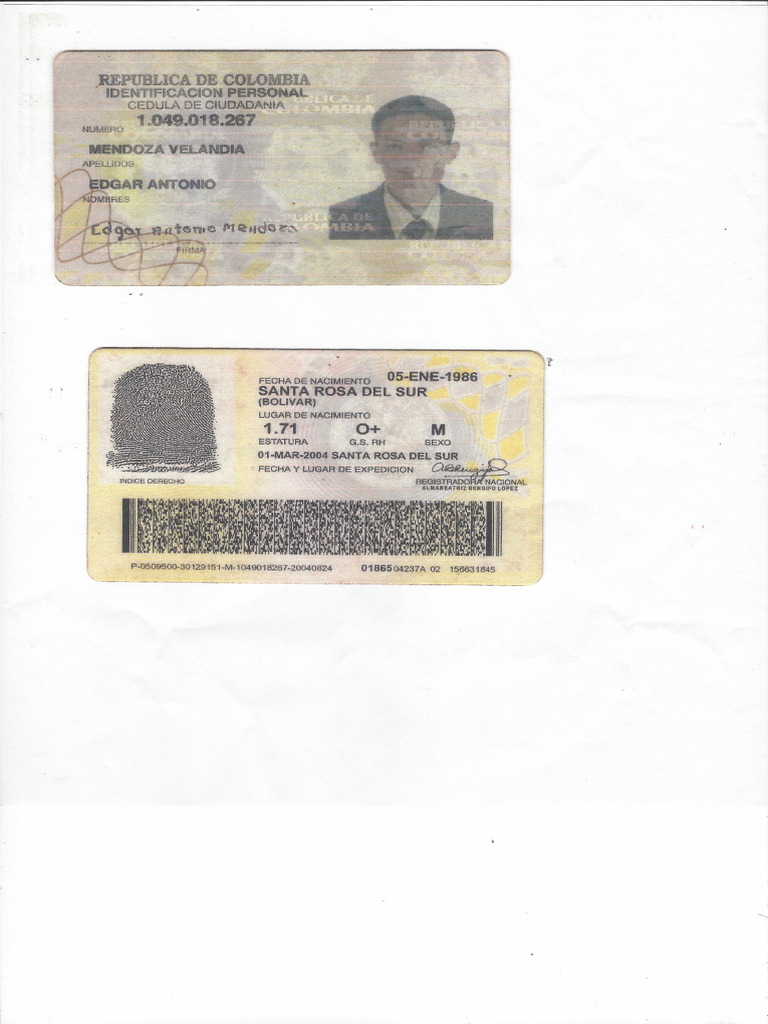 Cedula Edgar Mendoza | PDF