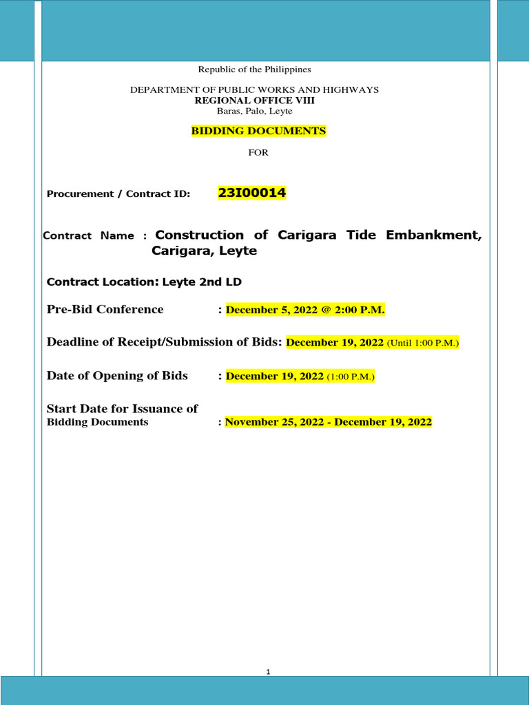 Bid Docs - 23i00014 - For DPWH Website | PDF