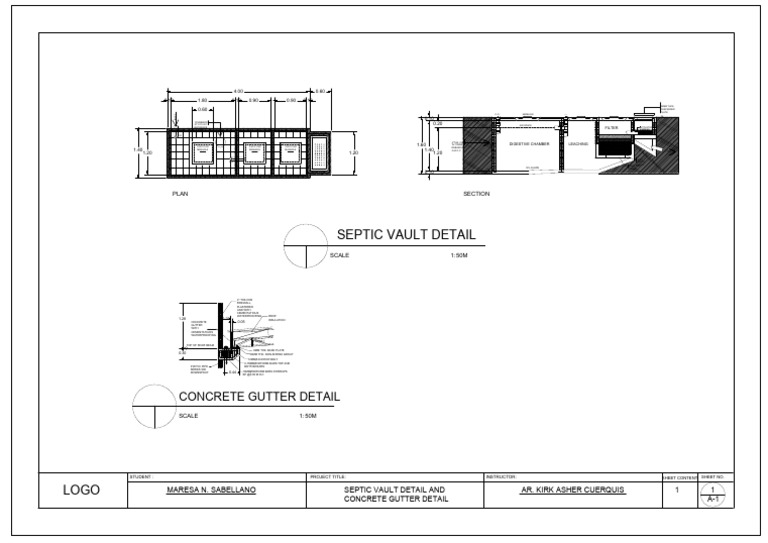 Sabellano Septic Vault Detail and Concrete Gutter Detail | PDF | Building | Building Materials
