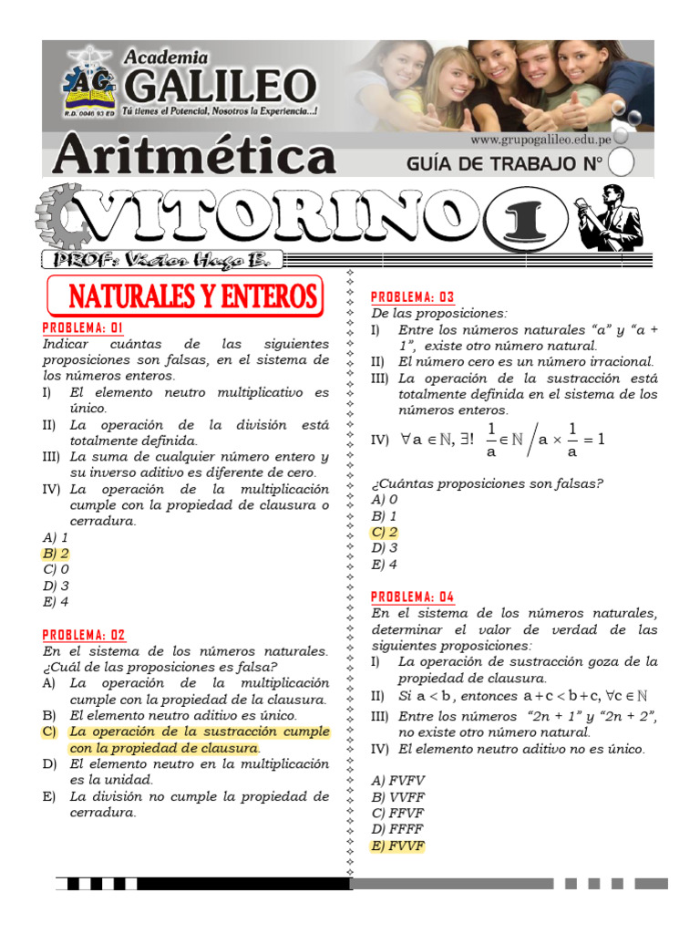 Sistema de Numeros Naturales y Enteros 1 Intensivo (Victor Hugo) | PDF | Número natural | Entero