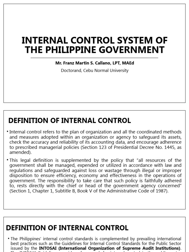 Internal Control System of The Philippine Government | PDF | Internal ...