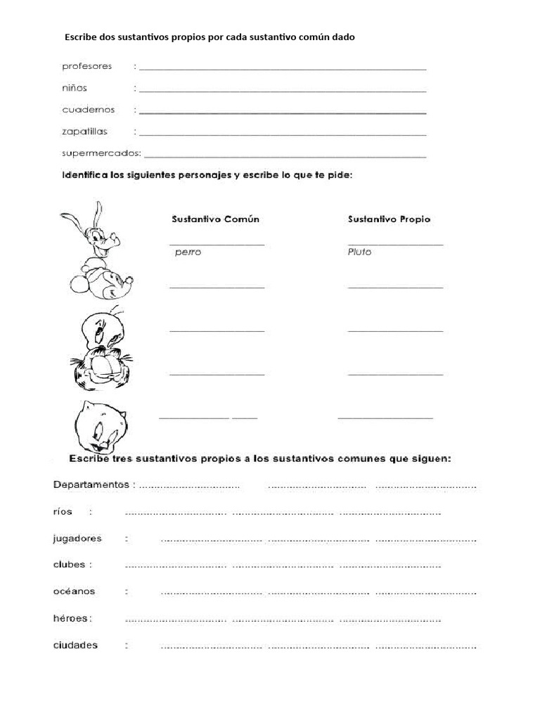 sustantivos propios por cada sustantivo común dado | PDF