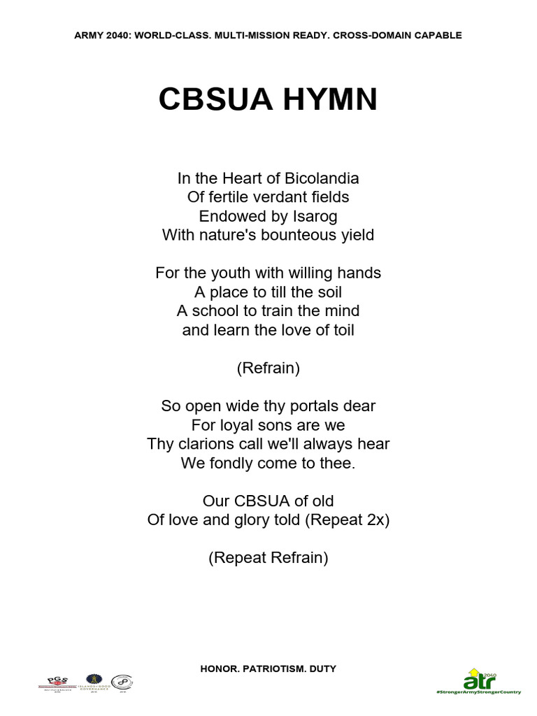 CBSUA Hymn Lyrics and Meaning | PDF
