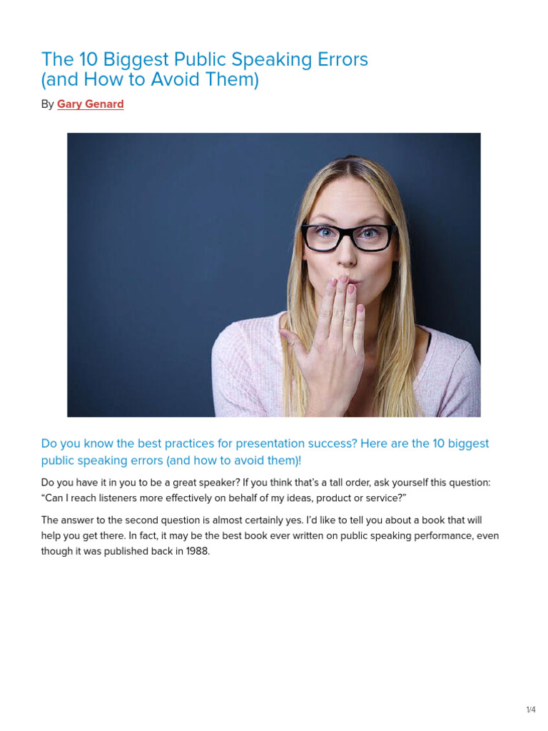 10 Biggest Public Speaking Errors and How To Avoid Them | PDF | Jokes ...