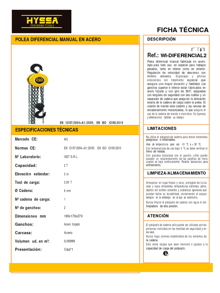 Polea Diferencial Manual de Acero 2T | PDF | Bienes manufacturados ...