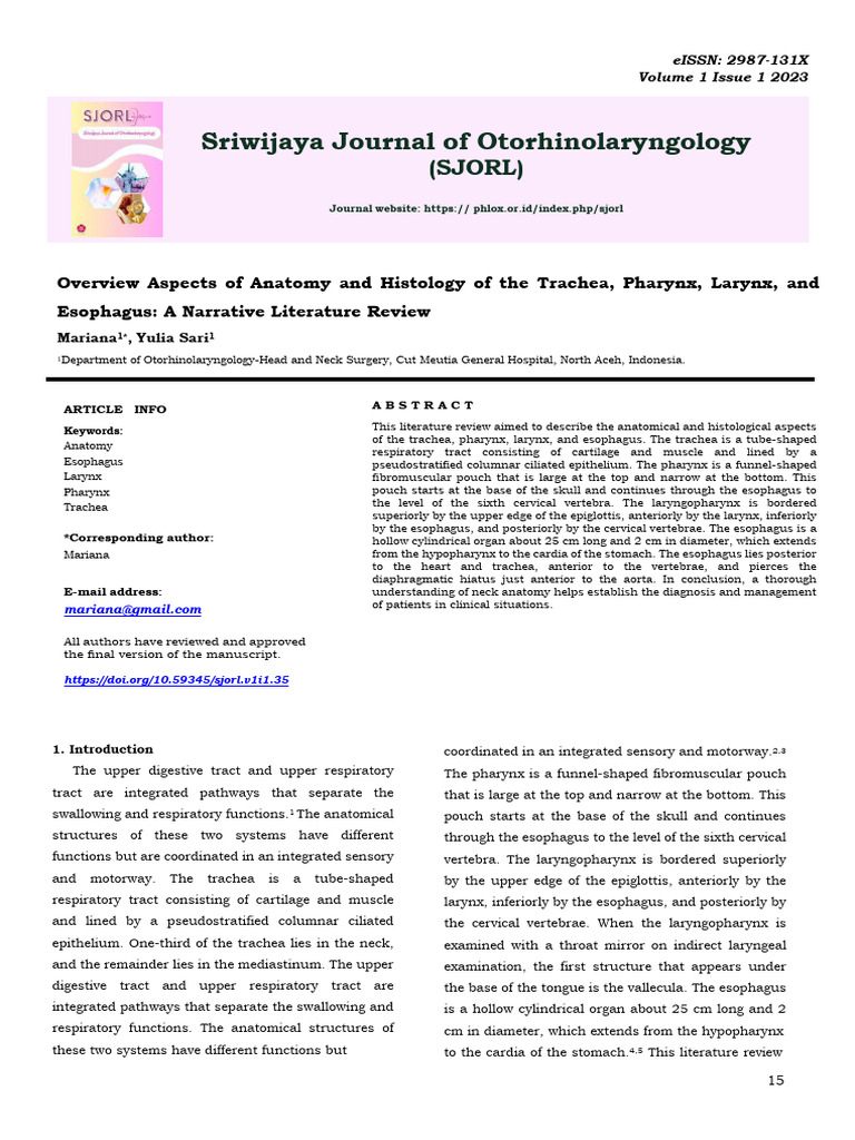 35-Article Text-452-3-10-20230603 | PDF | Esophagus | Larynx