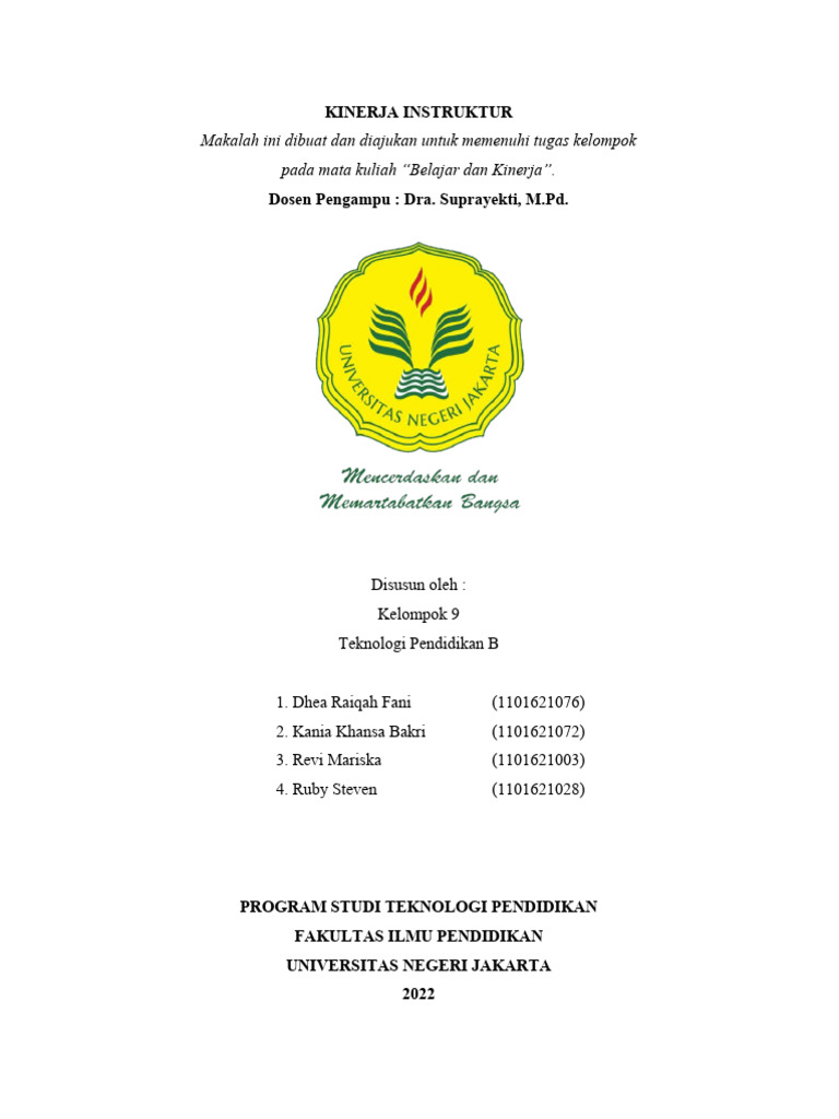 Belajar Dan Kinerja TIM 9 | PDF