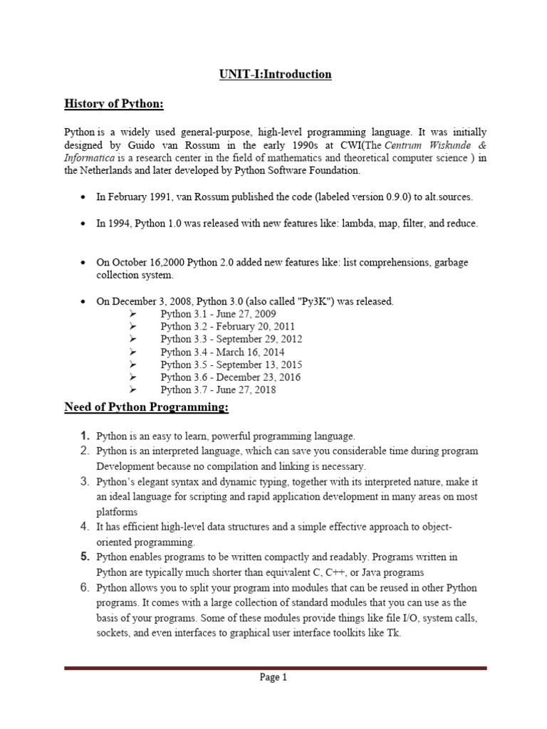 Python Programming Unit 1 Pdf Python Programming Language Reserved Word 5472