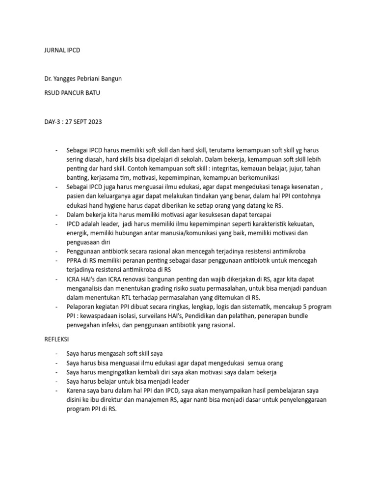 Jurnal DR - Yangges (IPCD Day-3) | PDF