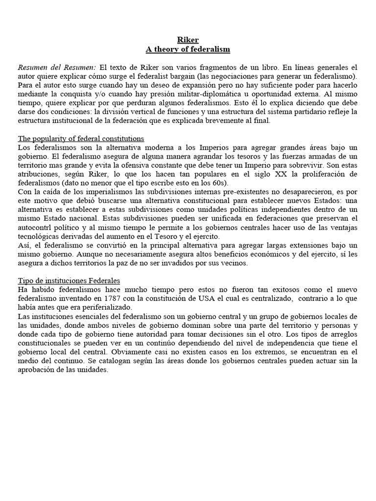11 Riker | PDF | Federación | Estado (política)