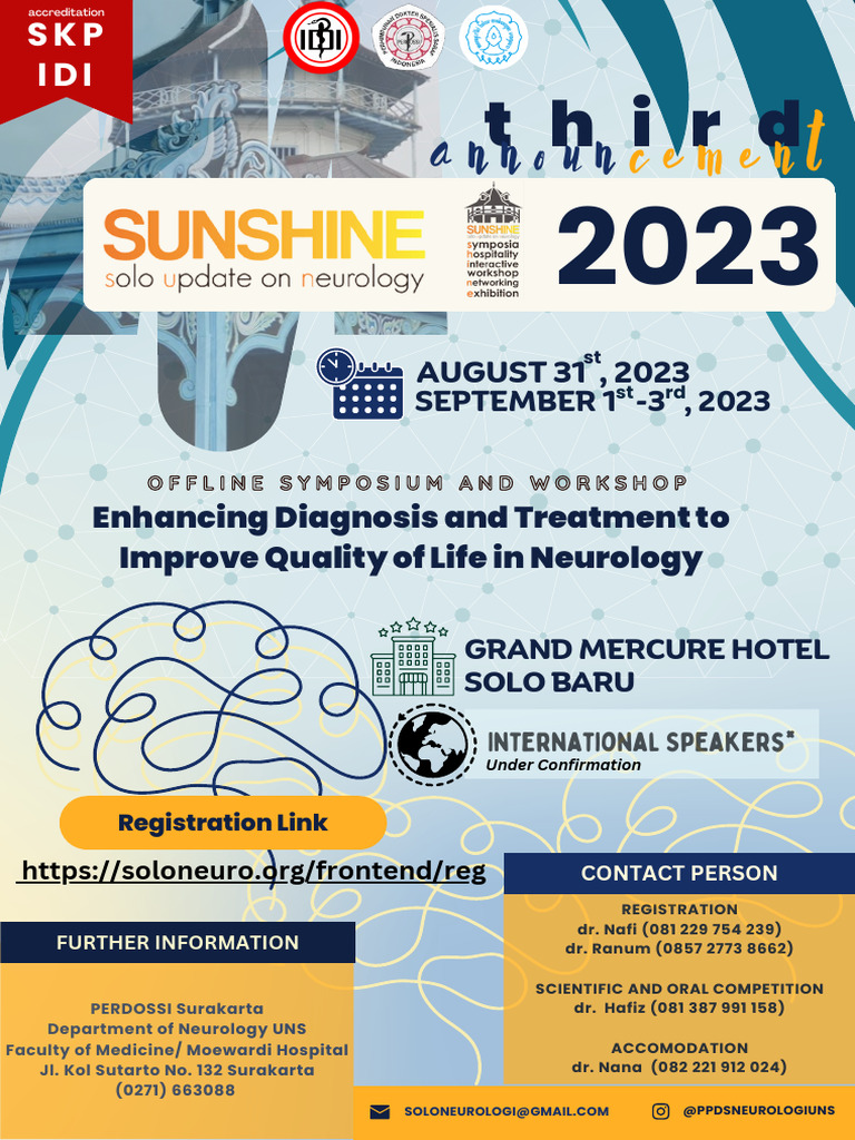 3rd Announcement SUNSHINE 2023 | PDF | Neurology | Neuroimaging