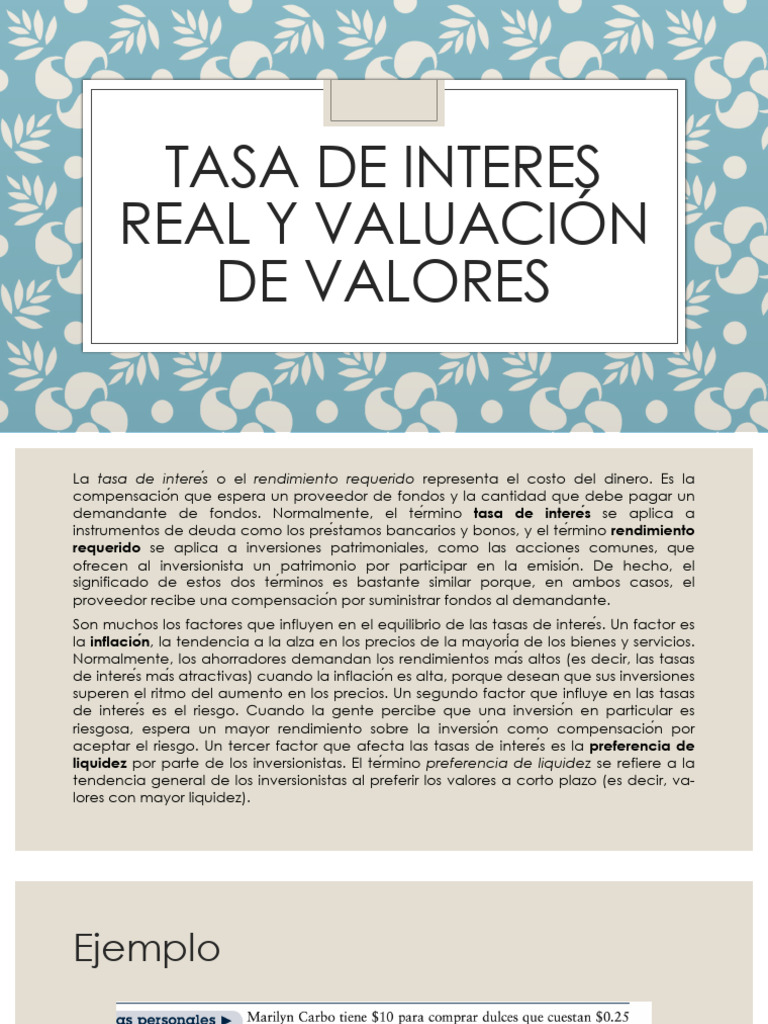 Taza de Interes Real y Valuacion de Valores | PDF