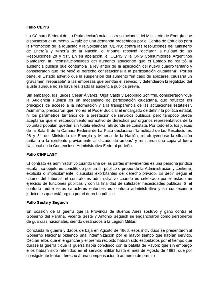 Resumen de Fallos Admin | PDF | Daños y perjuicios | Judicaturas