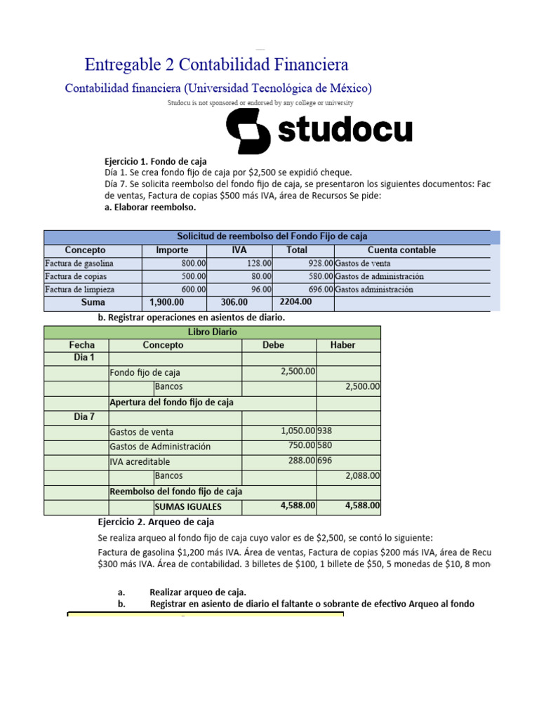 Entregable 2 Contabilidad Financiera | PDF | Contabilidad | Bancos