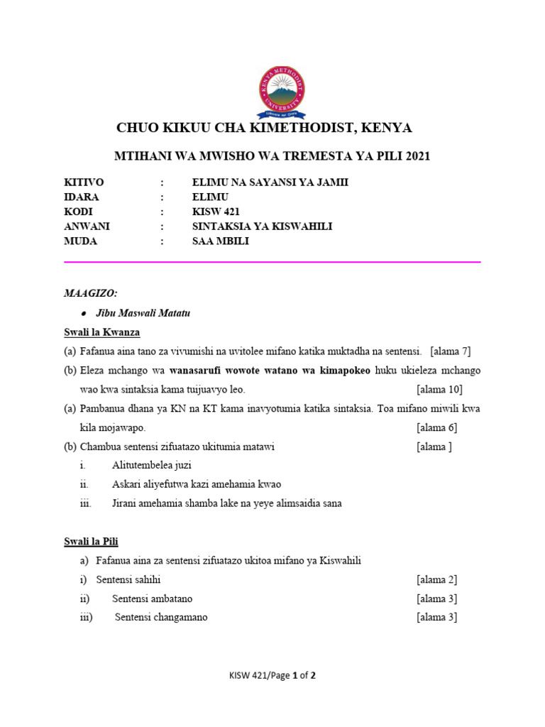 KISW 421 Sintaksia | PDF