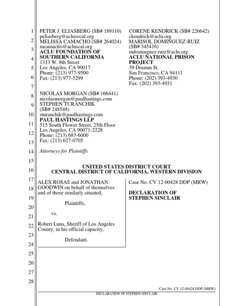 Sinclair Declaration UNREDACTED With Exhibits | PDF | Use Of Force | Prison