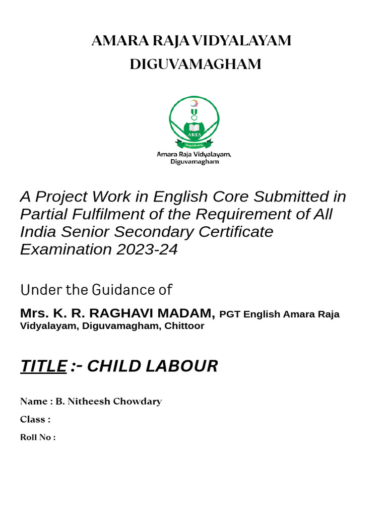 Child Labour Project Report | PDF | Art