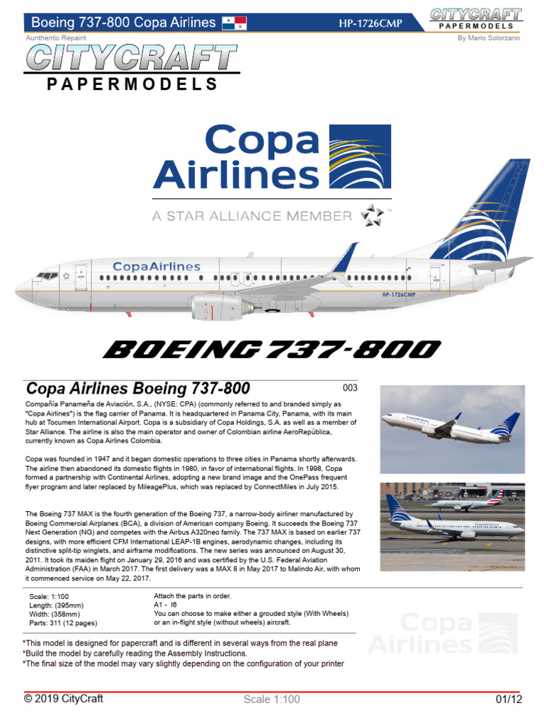 Boeing 737-800 Papercraft Model Guide | PDF | Aviation | Aircraft