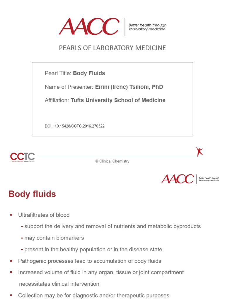 Body Fluids Tsilioni Slides | PDF | Cerebrospinal Fluid | Diseases And ...