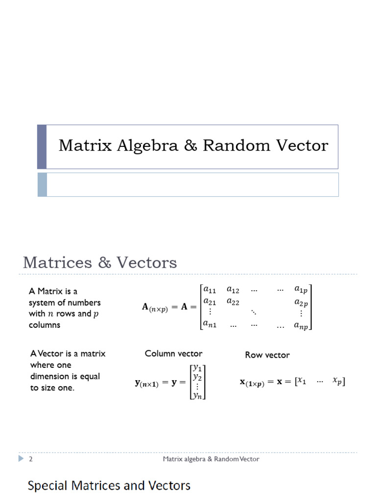 Pertemuan1b-Review of Matrix Algebra | PDF | Eigenvalues And Eigenvectors | Matrix (Mathematics)