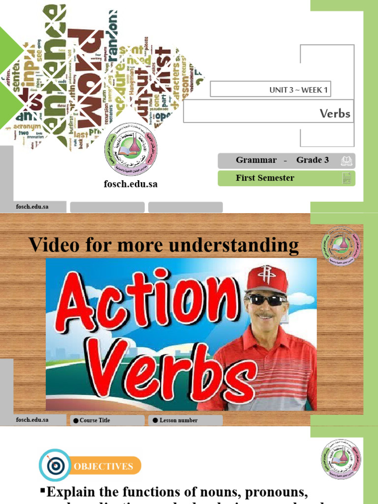 Verbs: Unit 3 Week 1 | PDF | Language Arts & Discipline