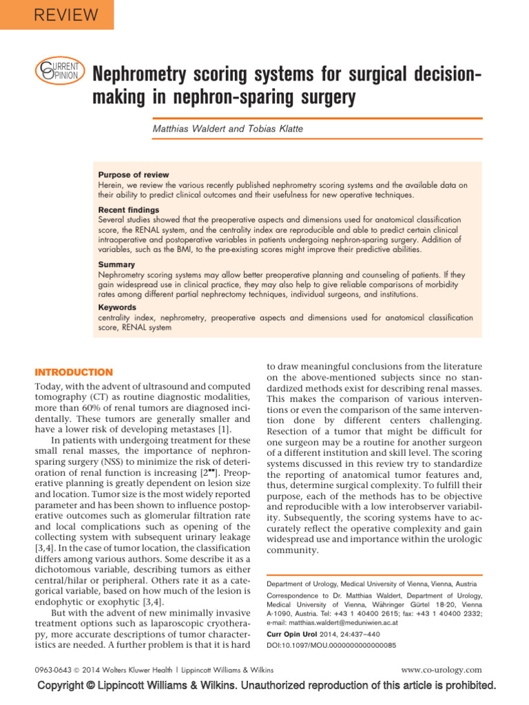 Nephrometry Scores | PDF | Surgery | Kidney
