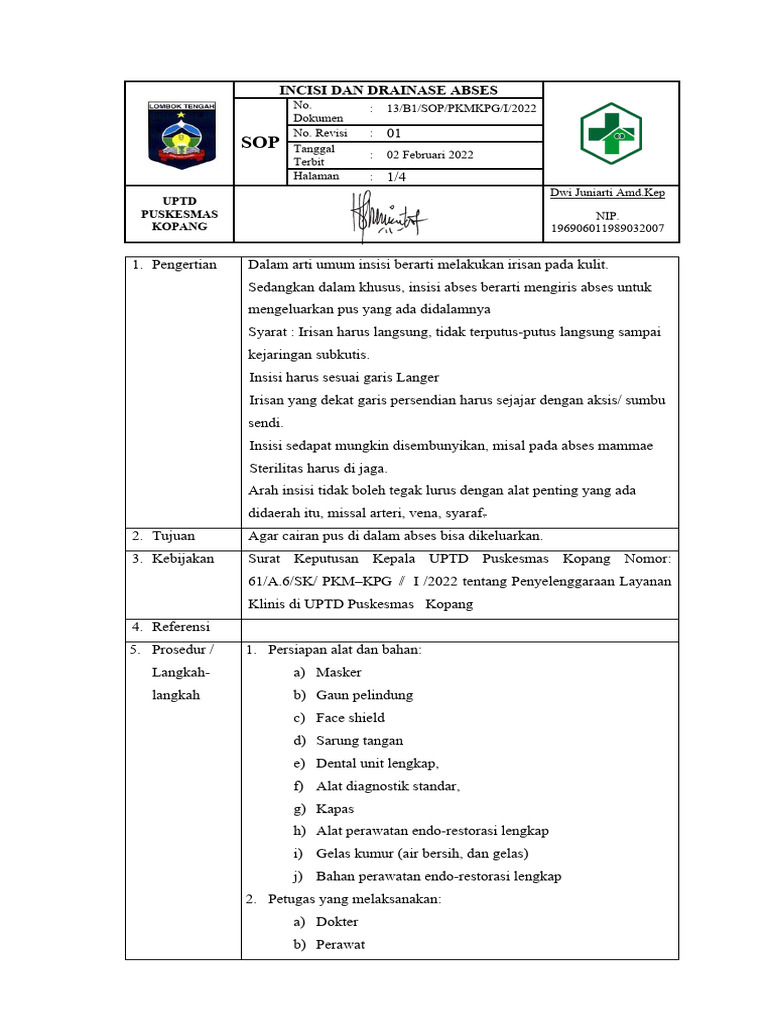 Sop-Insisi Dan Drainase Abses | PDF